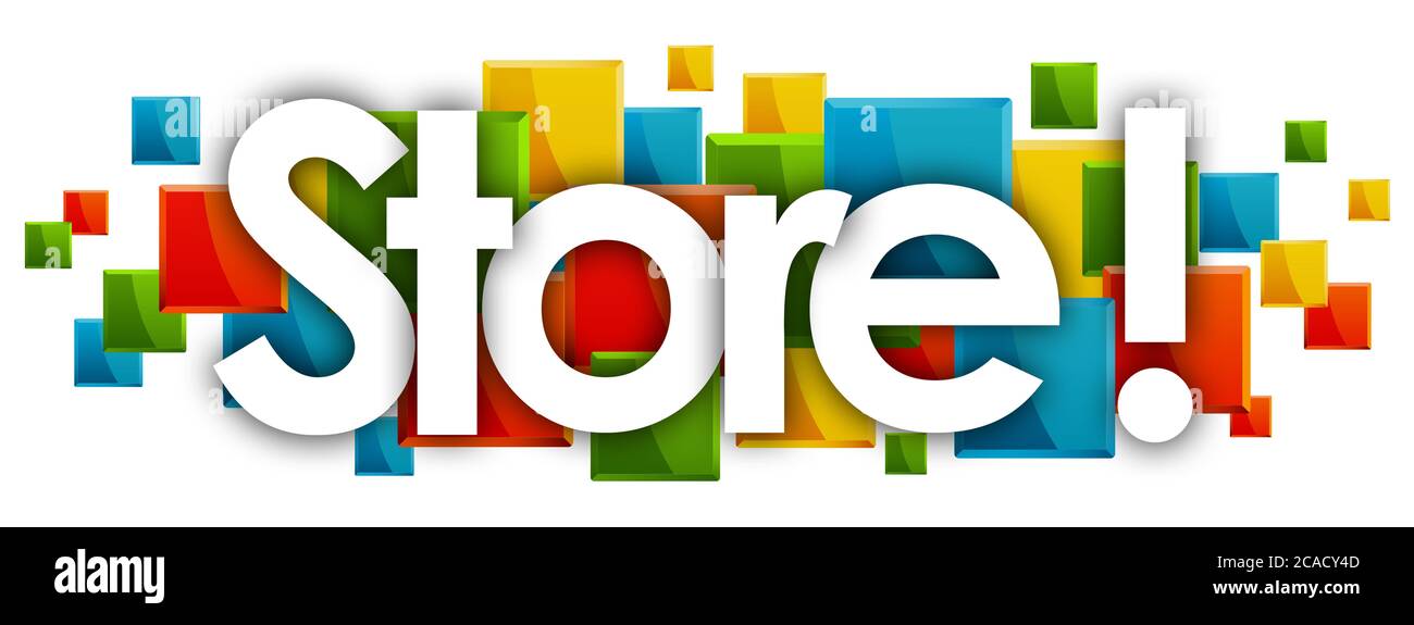 store word in colored rectangles background Stock Photo - Alamy