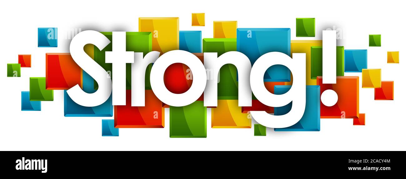 strong word in colored rectangles background Stock Photo - Alamy