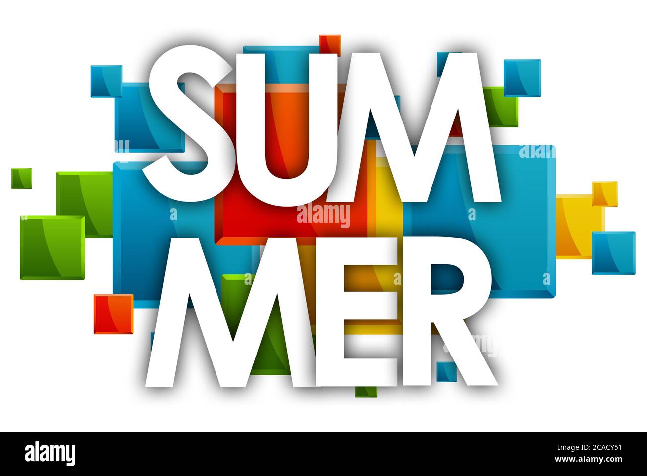 sum mer word in colored rectangles background Stock Photo - Alamy