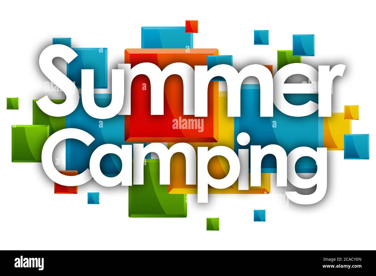 Summer Camping word in colored rectangles background Stock Photo - Alamy