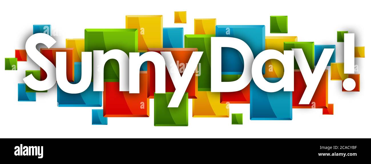 sunny day word in colored rectangles background Stock Photo - Alamy