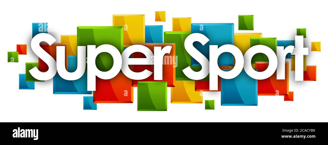 Super Sport word in colored rectangles background Stock Photo - Alamy