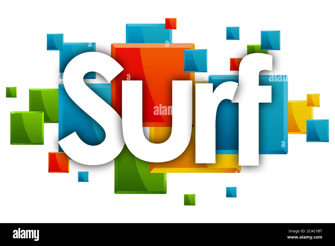 Surf word in colored rectangles background Stock Photo - Alamy