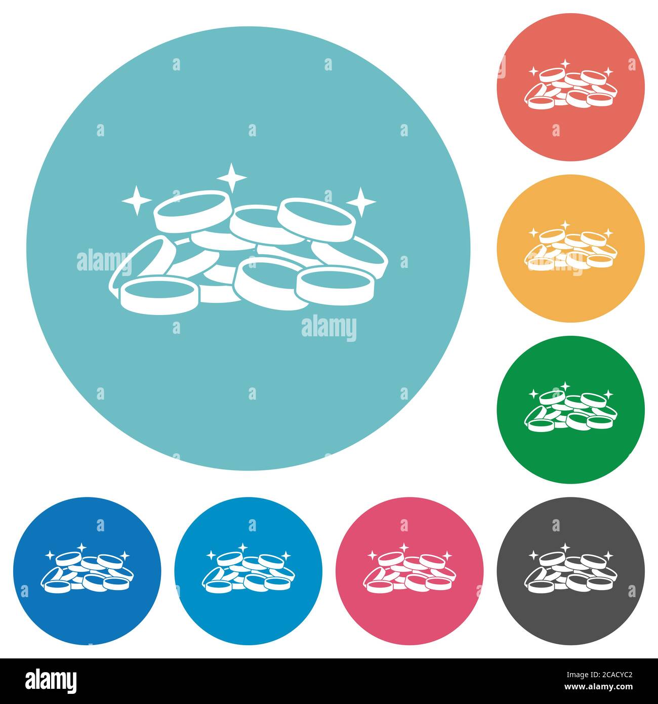 Treasure flat white icons on round color backgrounds Stock Vector Image ...