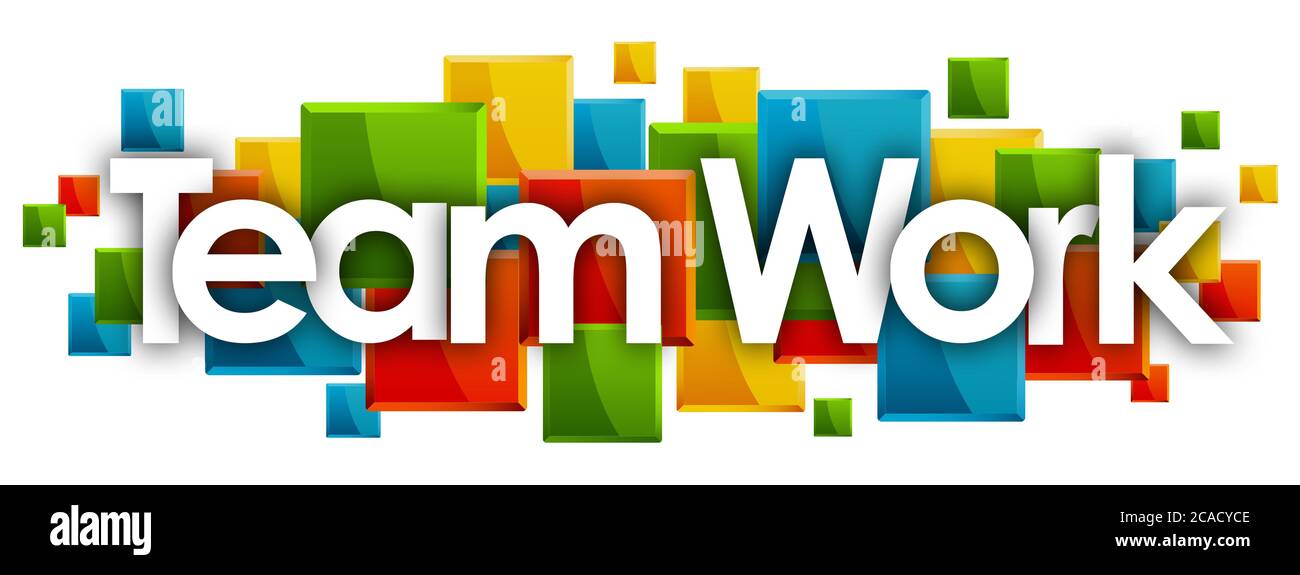 team work word in colored rectangles background Stock Photo - Alamy