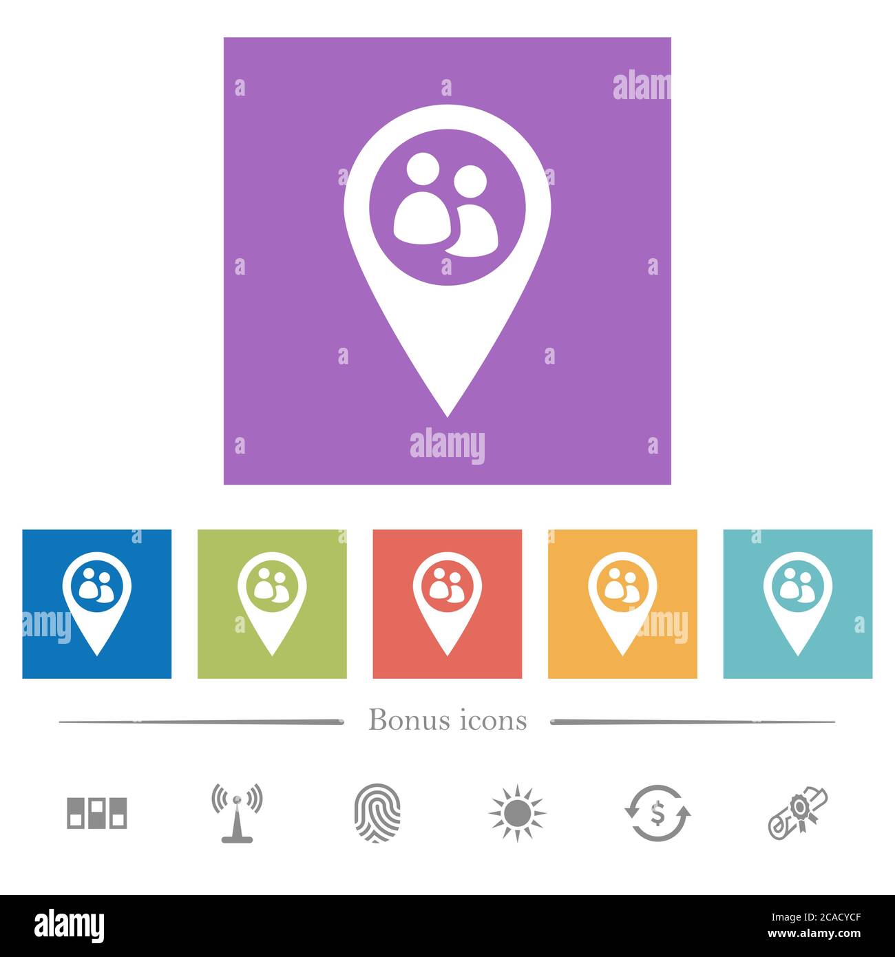 Fleet tracking flat white icons in square backgrounds. 6 bonus icons ...