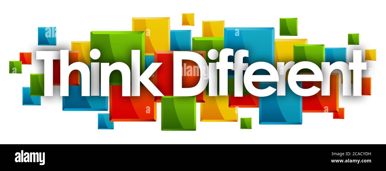 Think Different word in colored rectangles background Stock Photo - Alamy