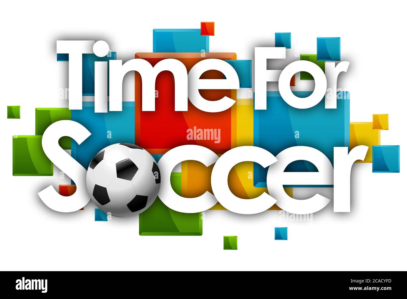 Time For Soccer word in colored rectangles background Stock Photo - Alamy