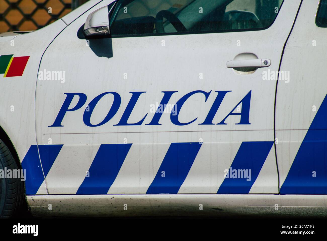 Lisbon Portugal August 04, 2020 View of a classic police car parked ...