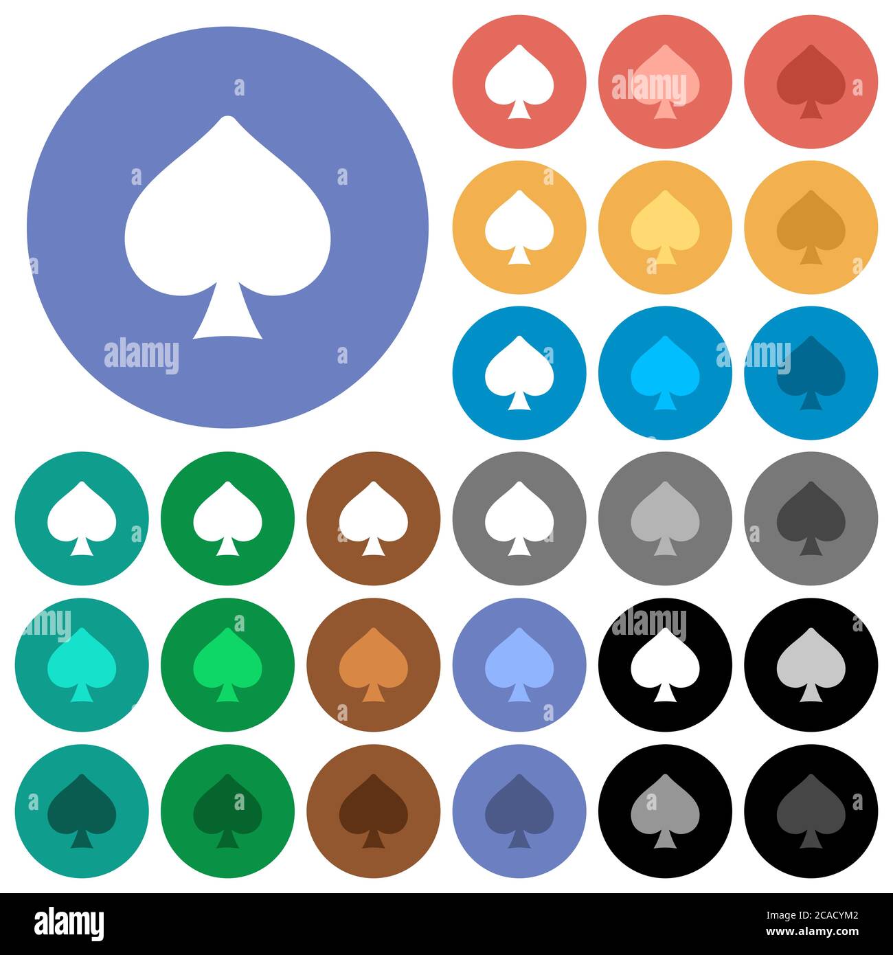Spades card symbol multi colored flat icons on round backgrounds ...
