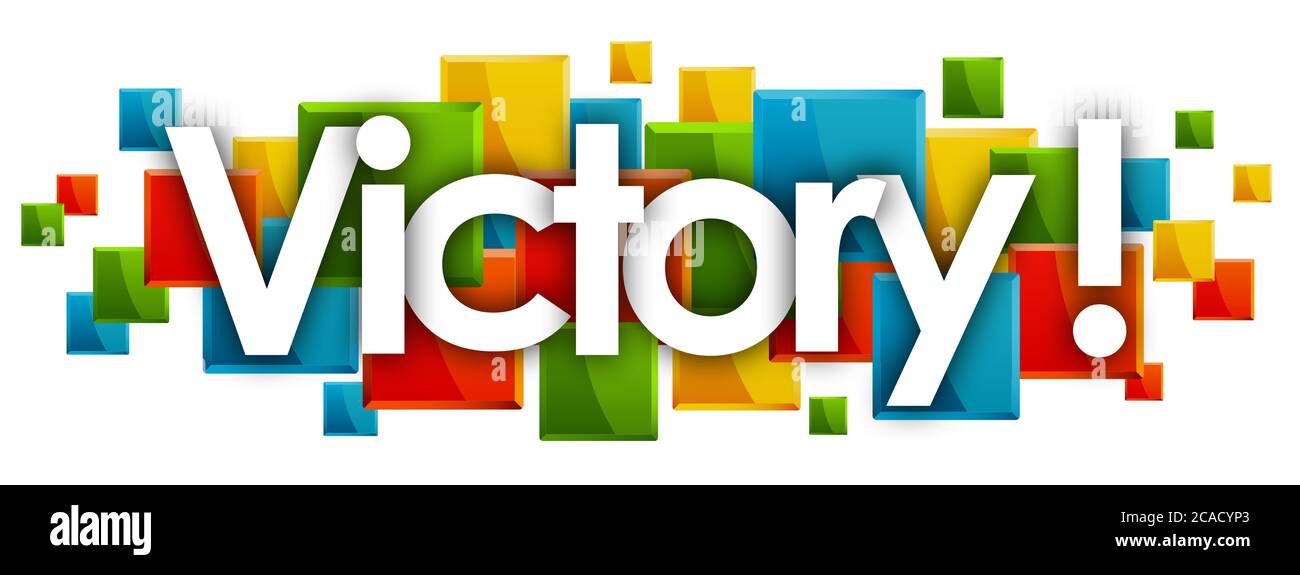 Victory word in colored rectangles background Stock Photo - Alamy