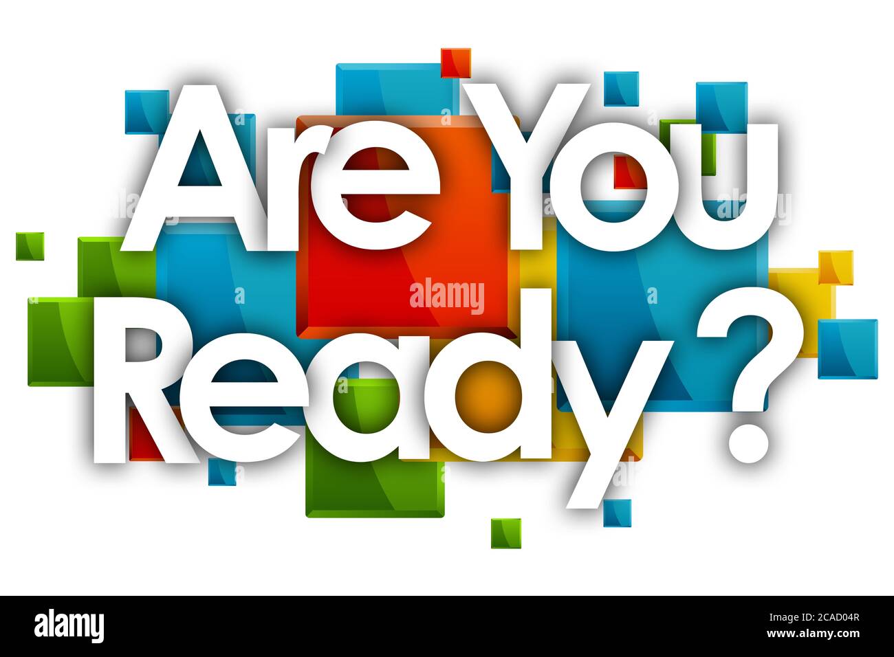 are you ready word in colored rectangles background Stock Photo - Alamy