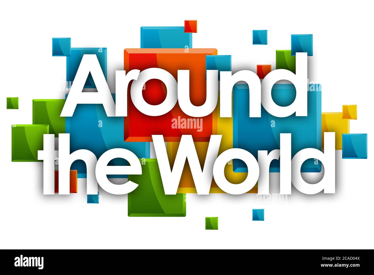 Around the world word in colored rectangles background Stock Photo - Alamy