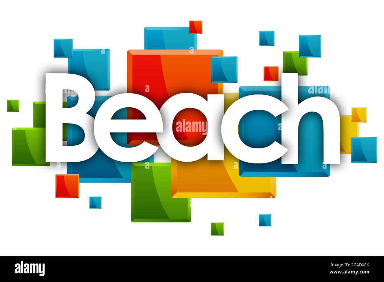 beach word in colored rectangles background Stock Photo - Alamy