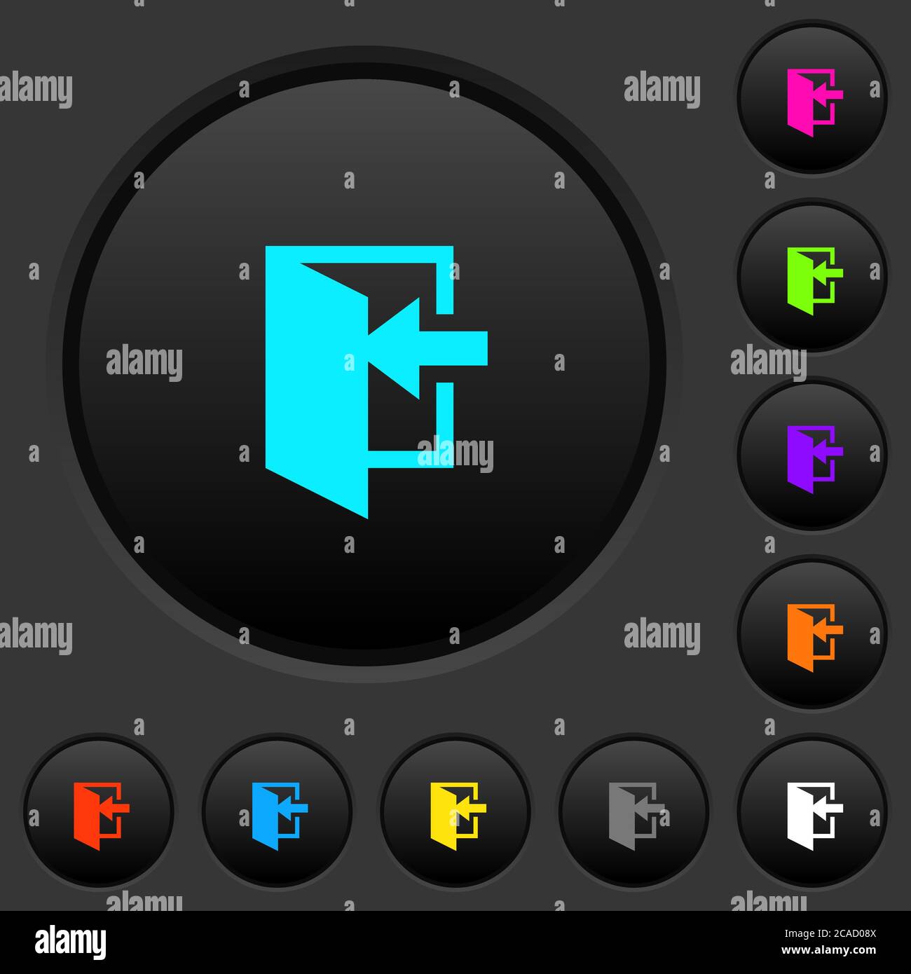 Enter dark push buttons with vivid color icons on dark grey background ...