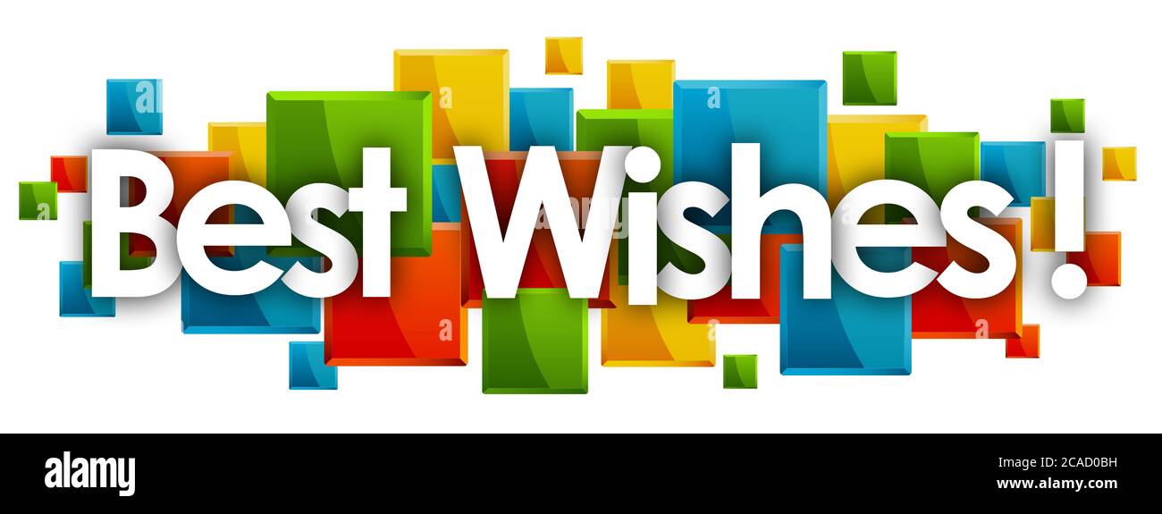 best wishes word in colored rectangles background Stock Photo - Alamy