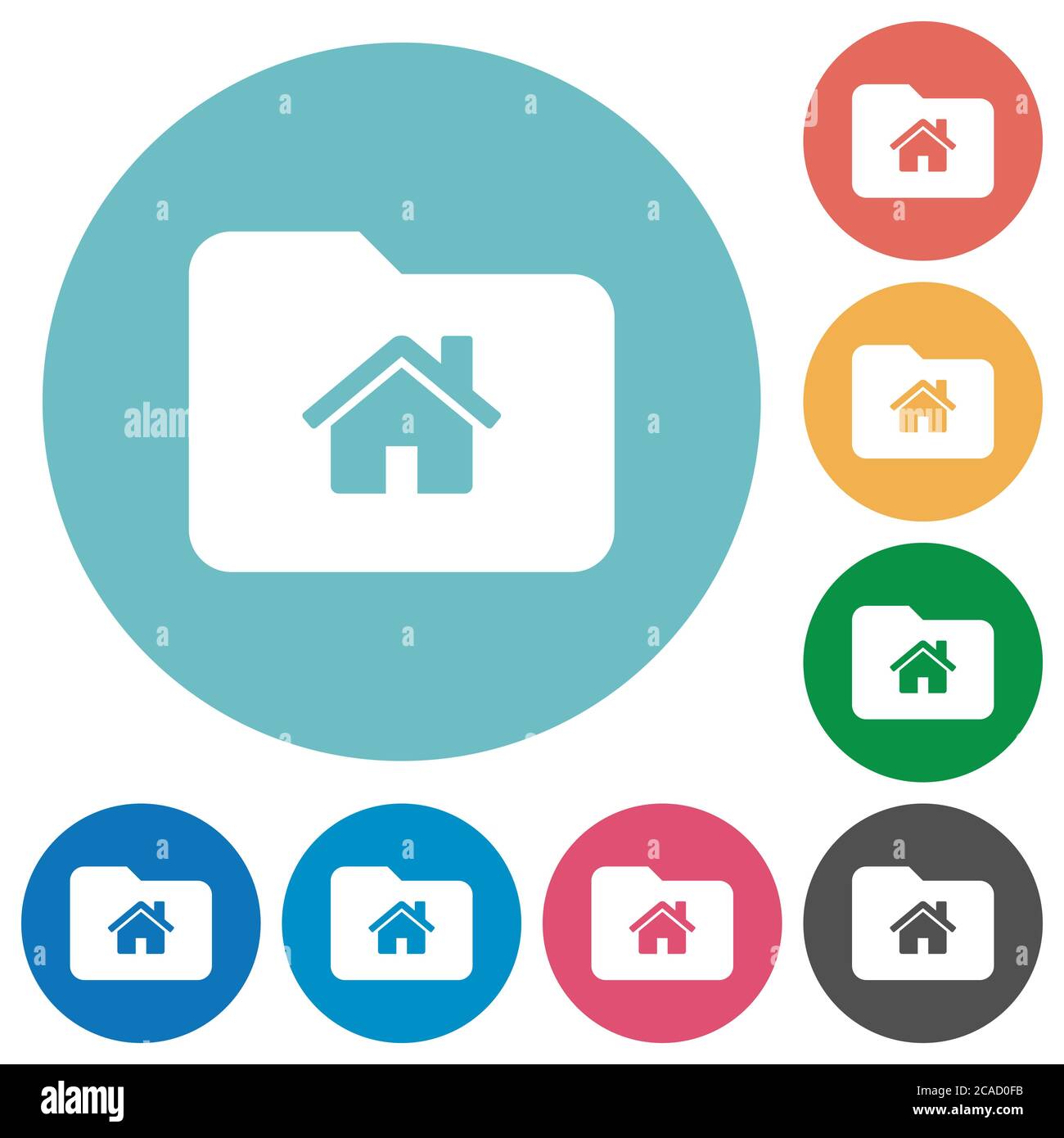 Home folder flat white icons on round color backgrounds Stock Vector ...
