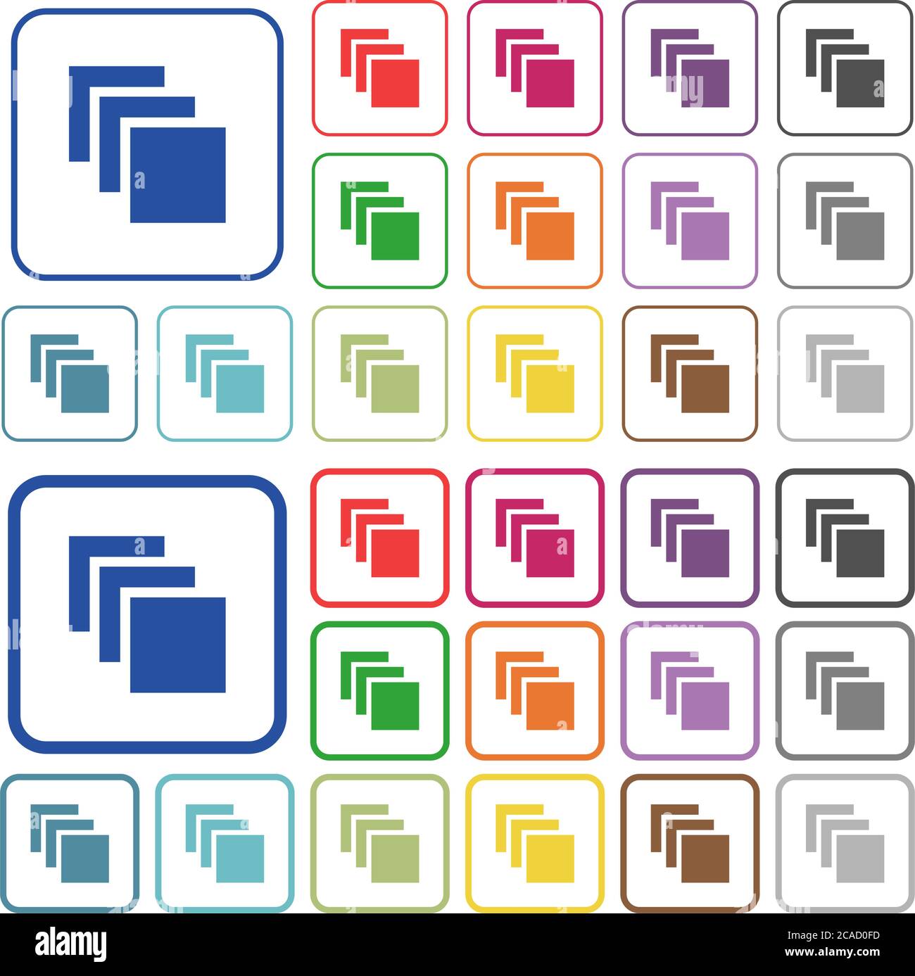 Multiple canvases color flat icons in rounded square frames. Thin and thick versions included ...