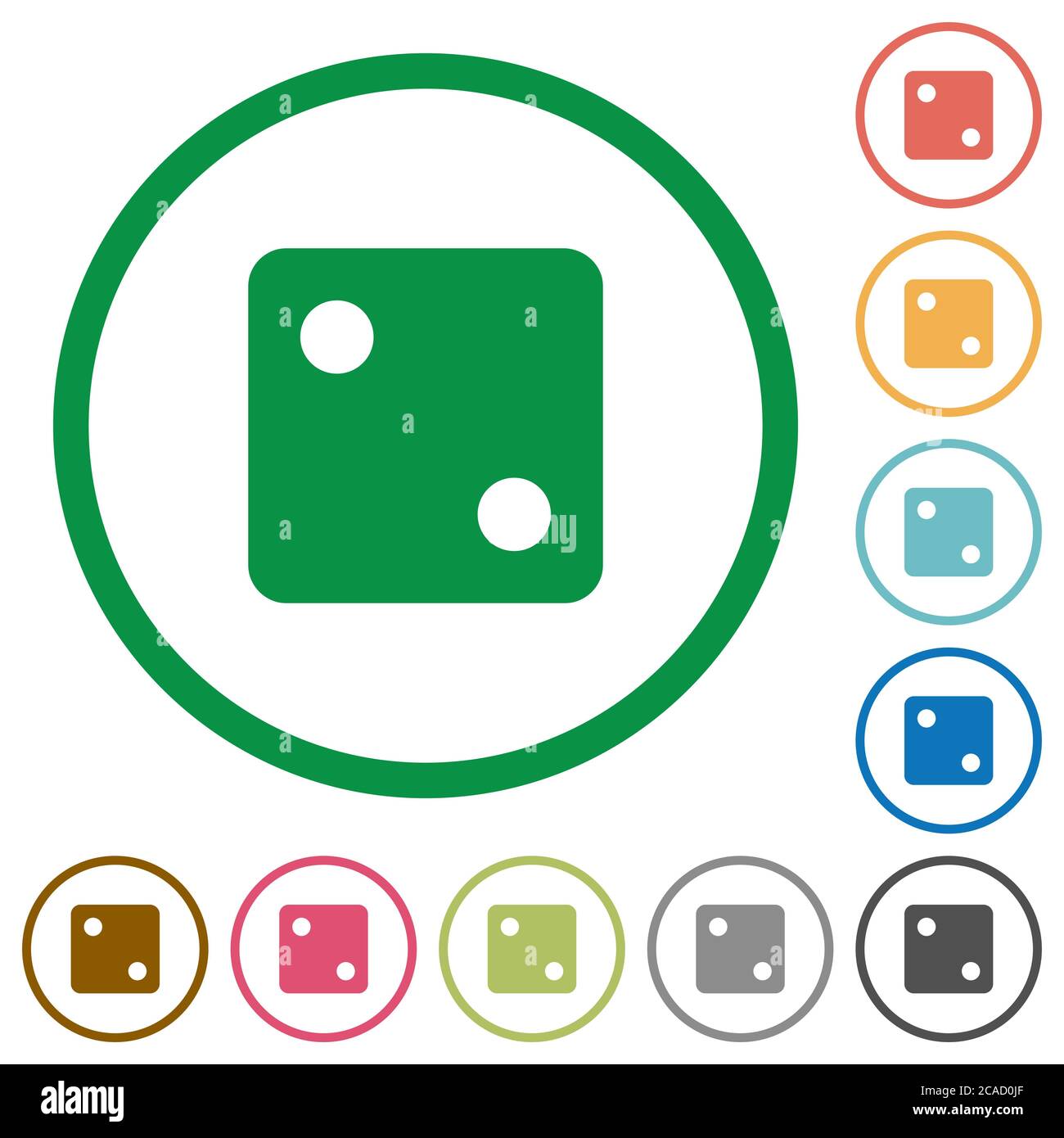 Dice two flat color icons in round outlines on white background Stock Vector Image & Art - Alamy