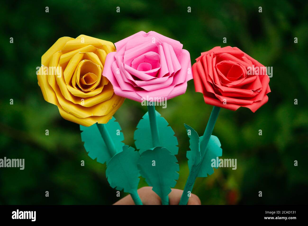 Colorful homemade origami paper rose flowers, DIY floral paper craft ...