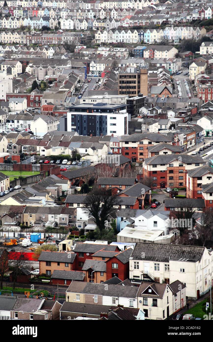 Swansea, Wales, UK – March 31, 2017: Aerial cityscape view of the city ...