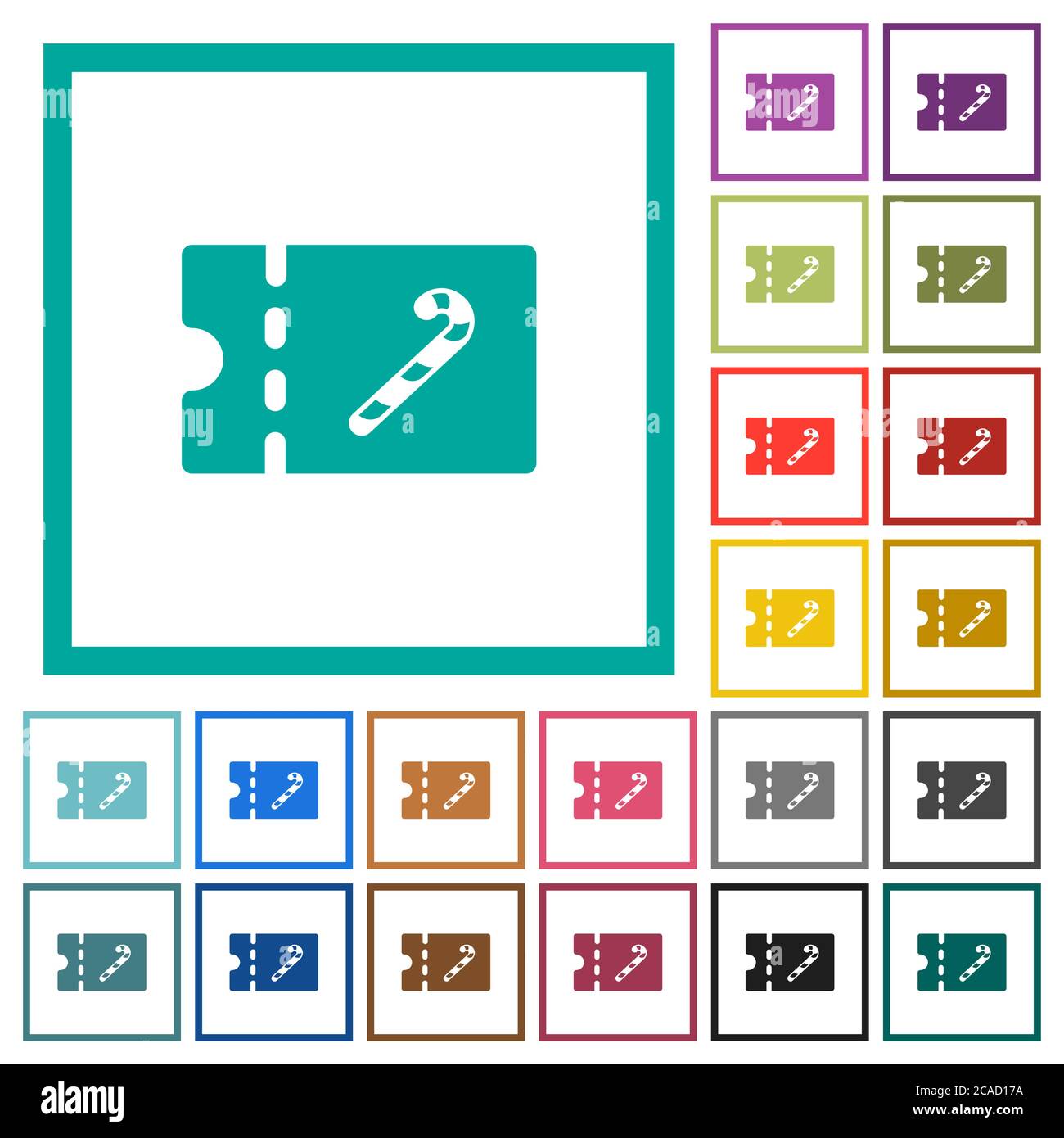 Sweet shop discount coupon flat color icons with quadrant frames on ...