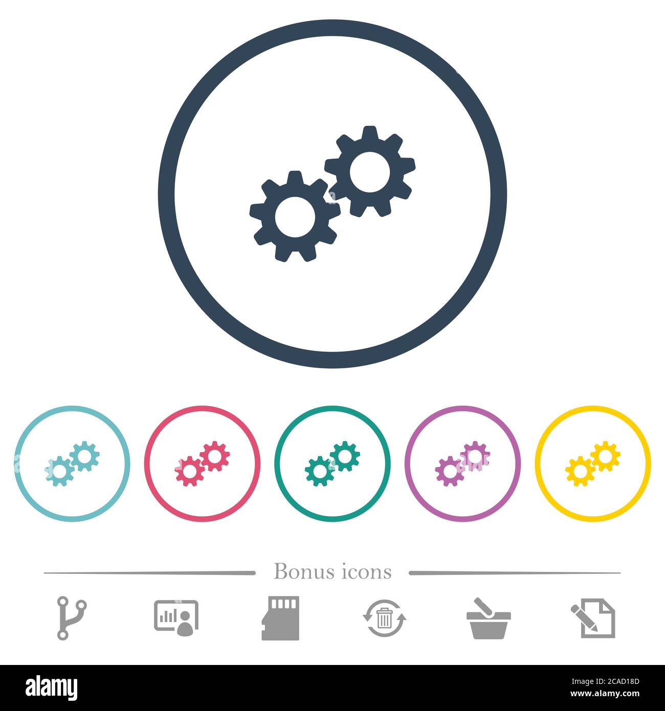 Collaboration flat color icons in round outlines. 6 bonus icons ...