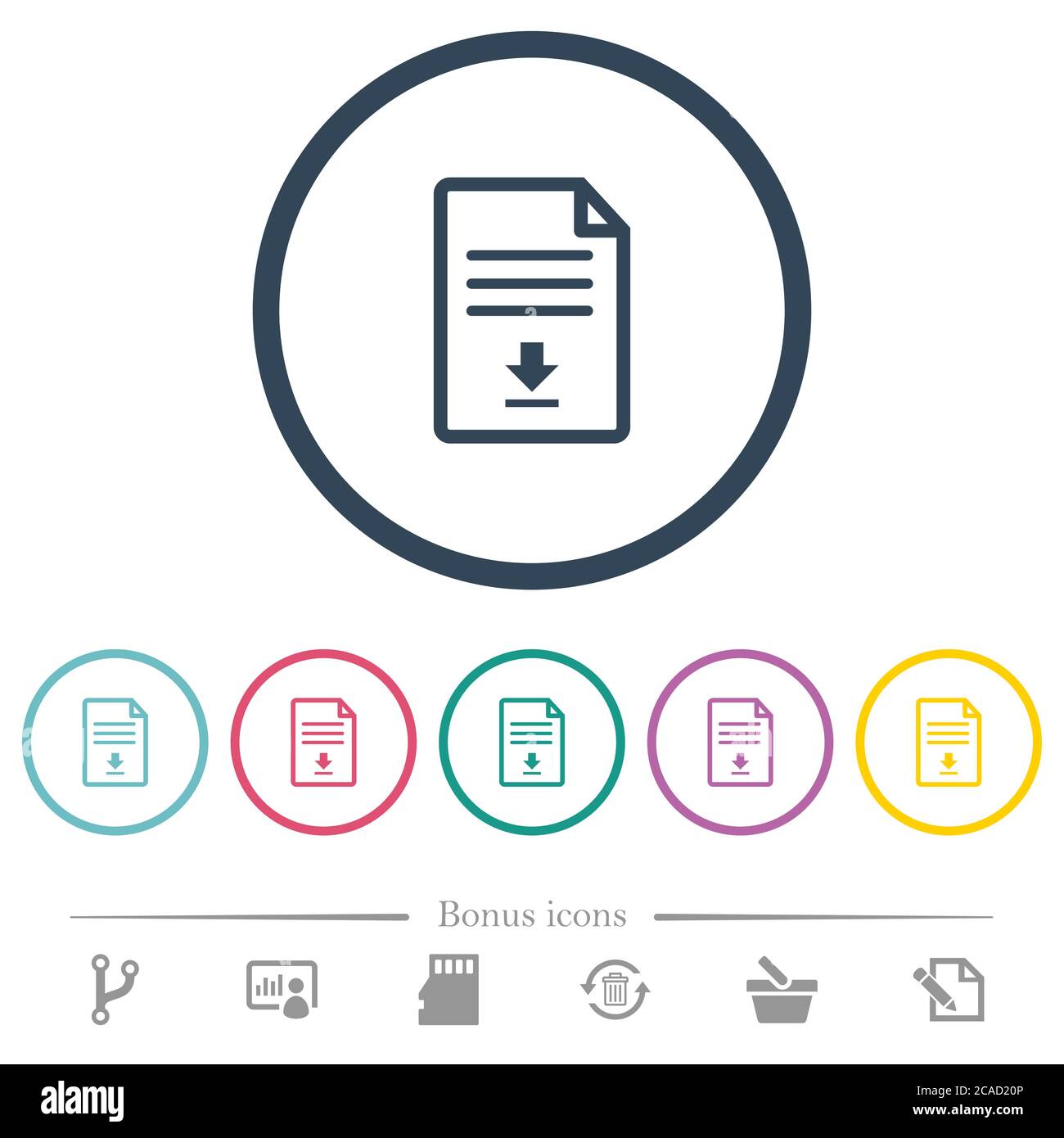 Download document flat color icons in round outlines. 6 bonus icons ...