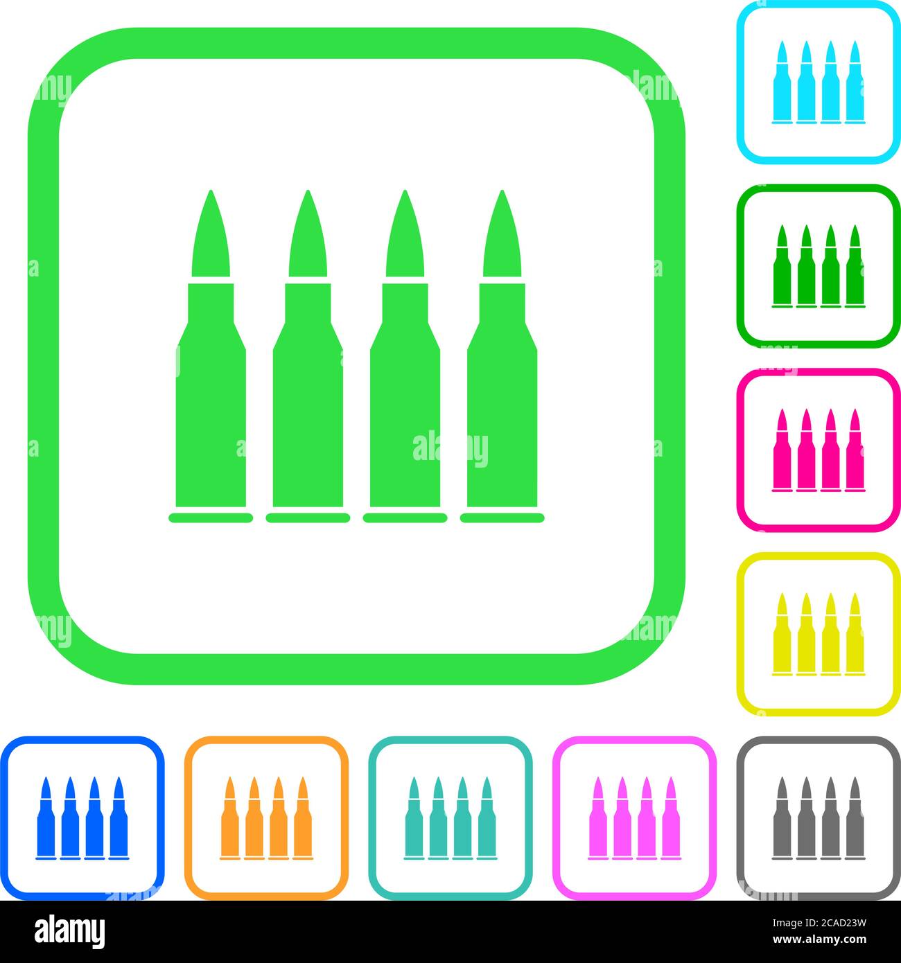 Four bullets vivid colored flat icons in curved borders on white ...