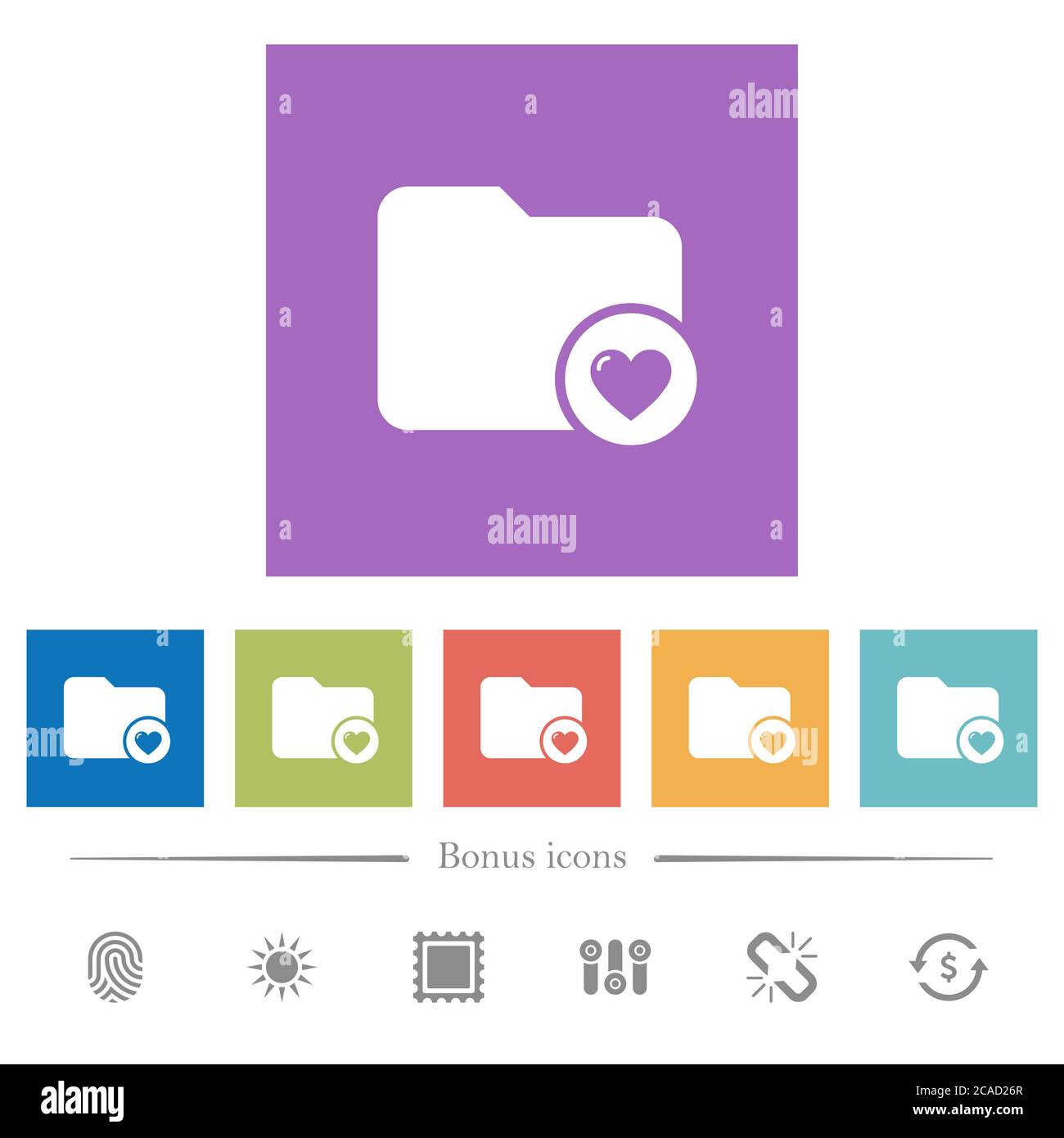 Favorite directory flat white icons in square backgrounds. 6 bonus ...