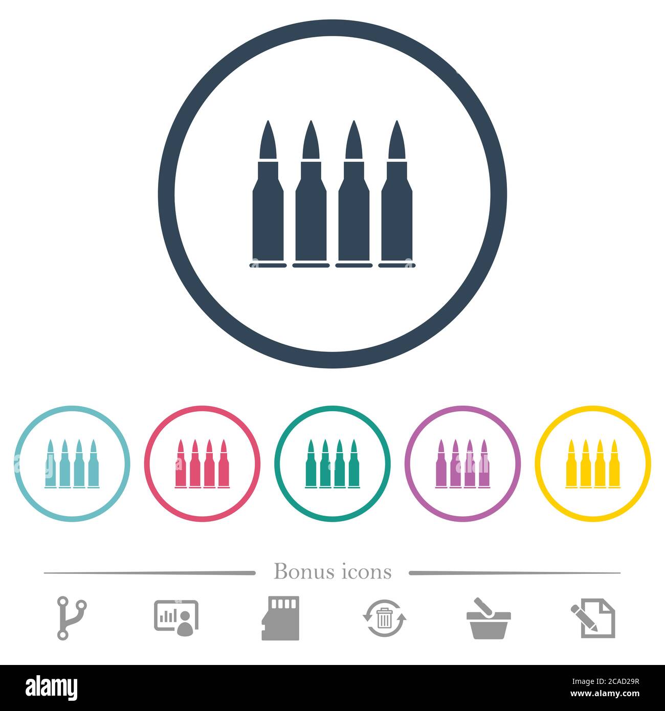 Four bullets flat color icons in round outlines. 6 bonus icons included Stock Vector Image & Art ...