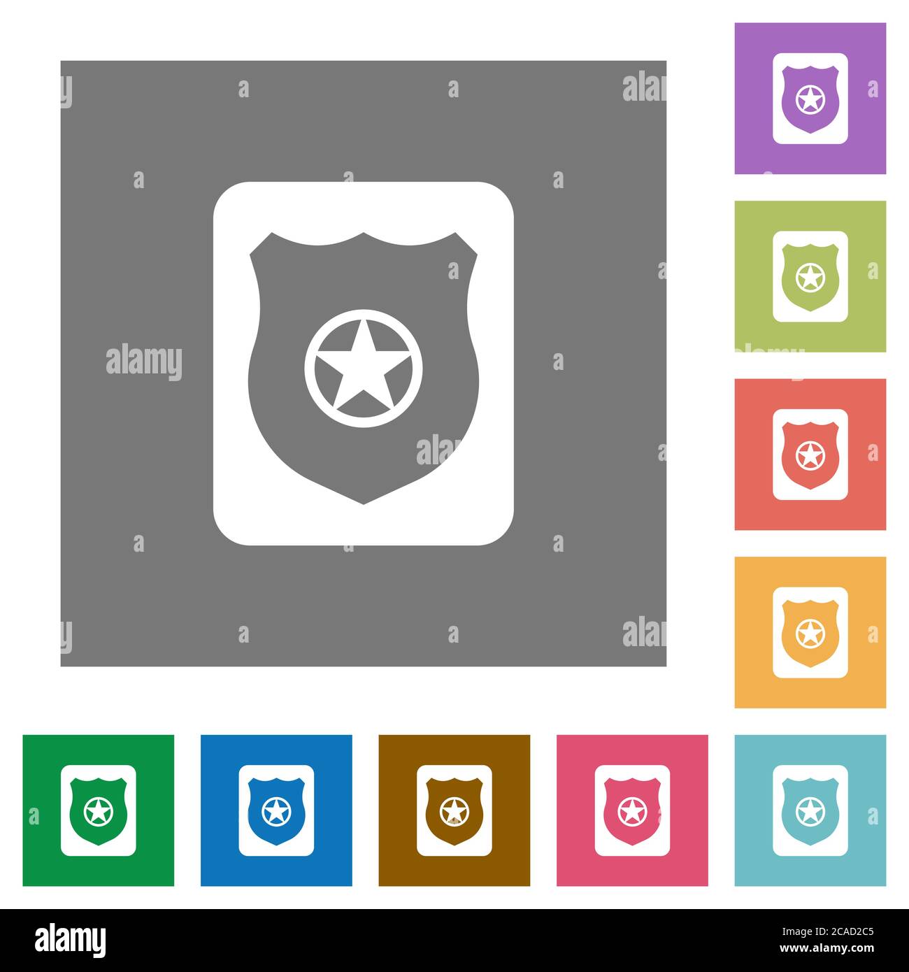 Police badge flat icons on simple color square backgrounds Stock Vector ...