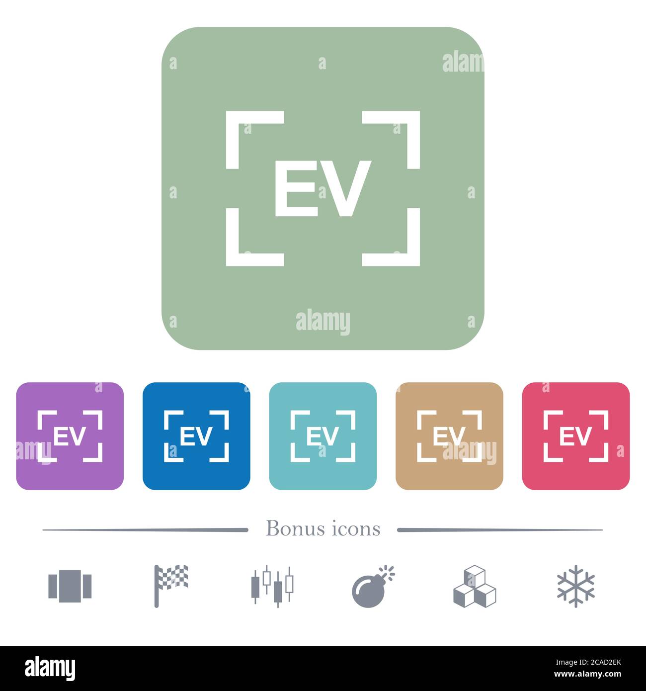 Camera exposure value setting white flat icons on color rounded square ...