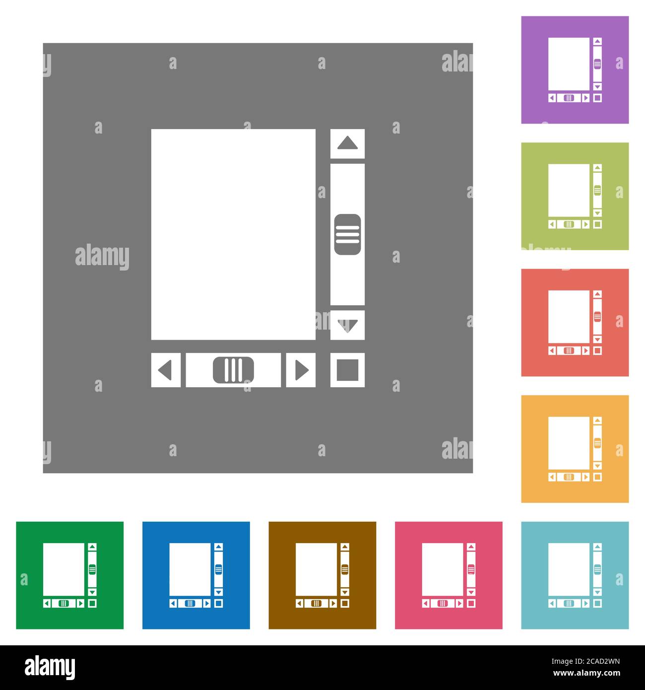 Blank document with scroll bars flat icons on simple color square ...