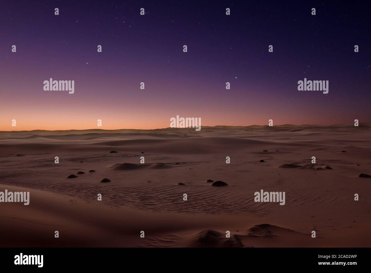 Desert Sunrise with Stars Stock Photo - Alamy