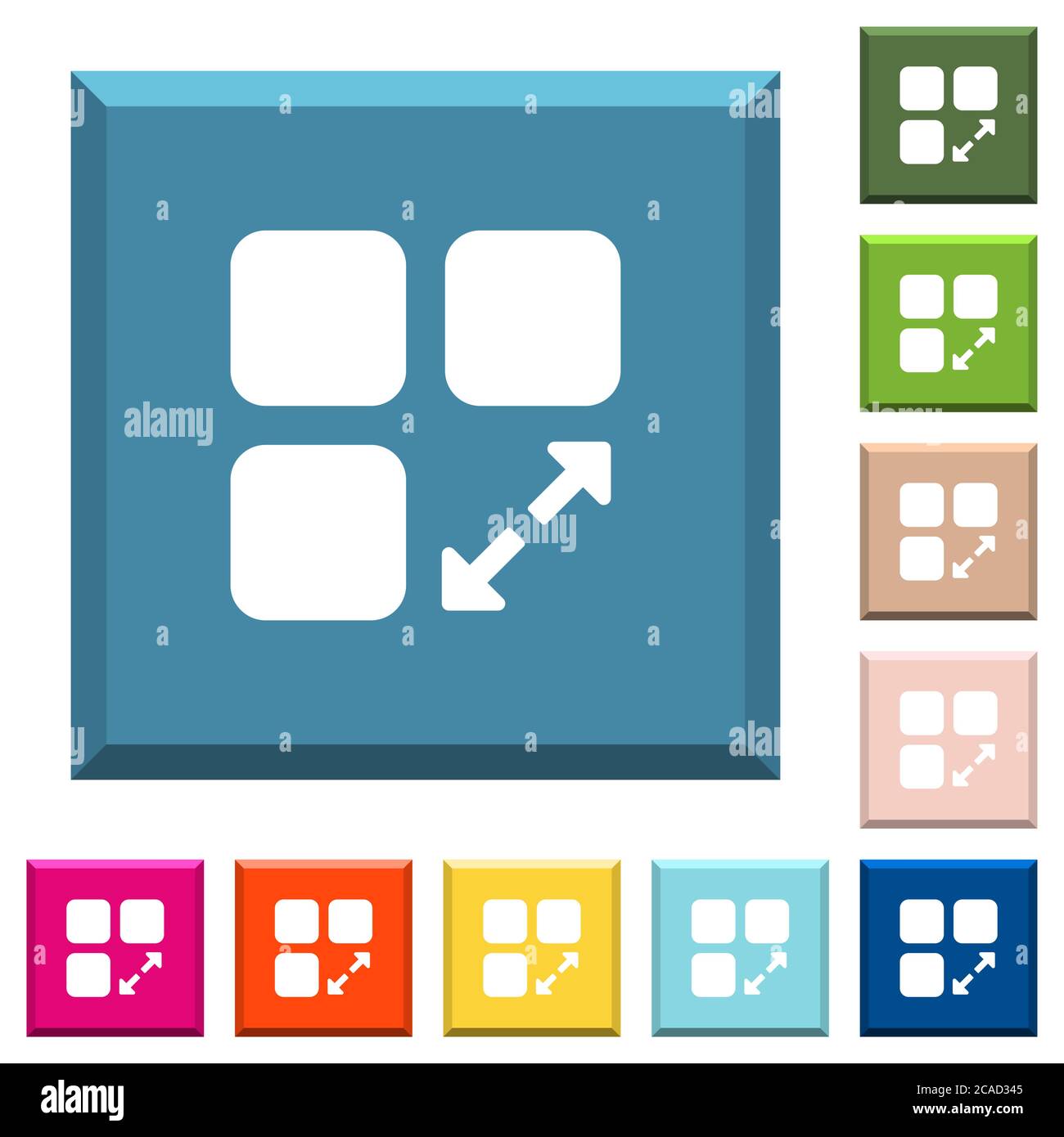 Extend component white icons on edged square buttons in various trendy ...
