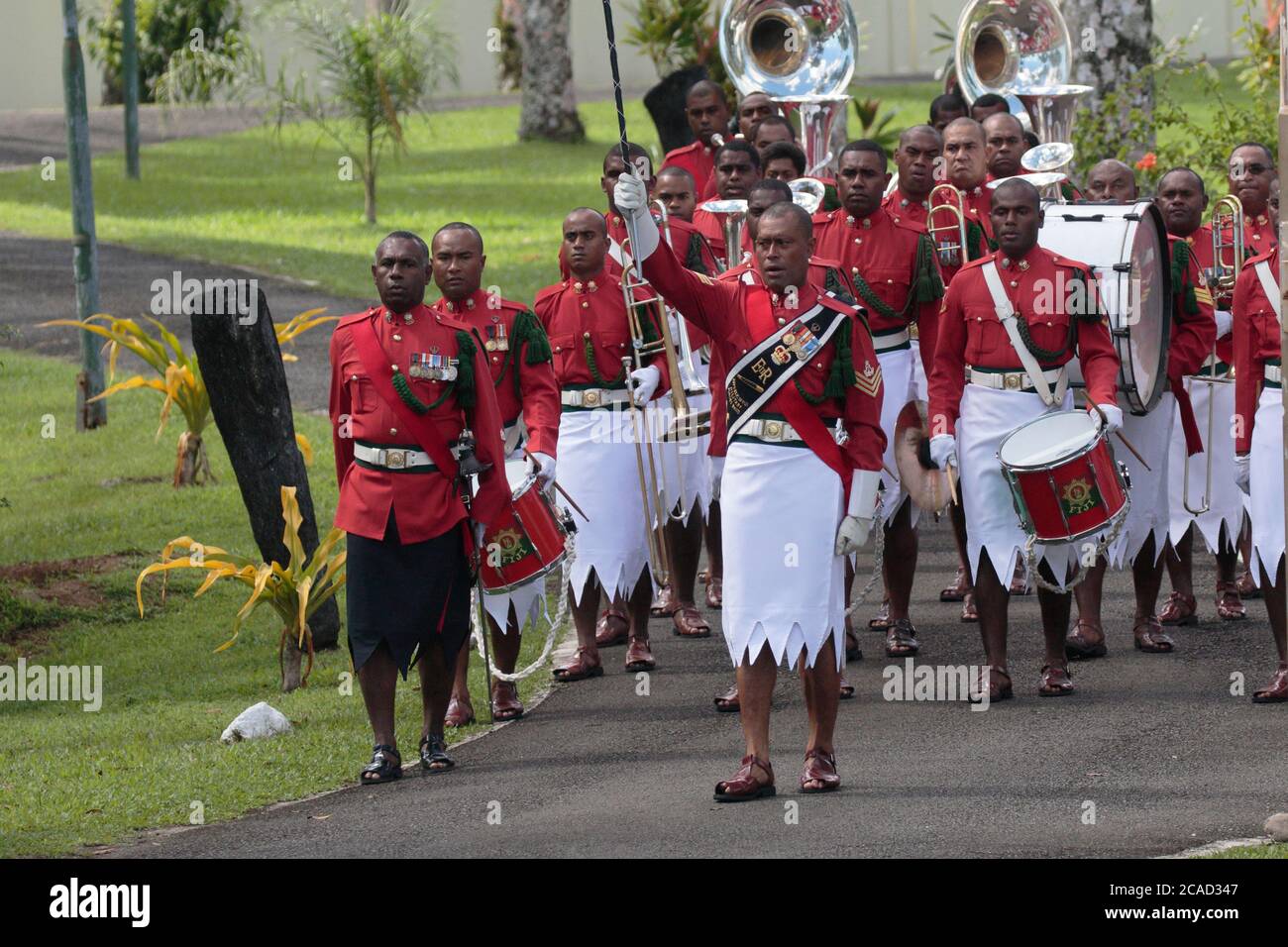 Fiji Police Band, Fiji Military Band, changing guard ceremony, outside ...