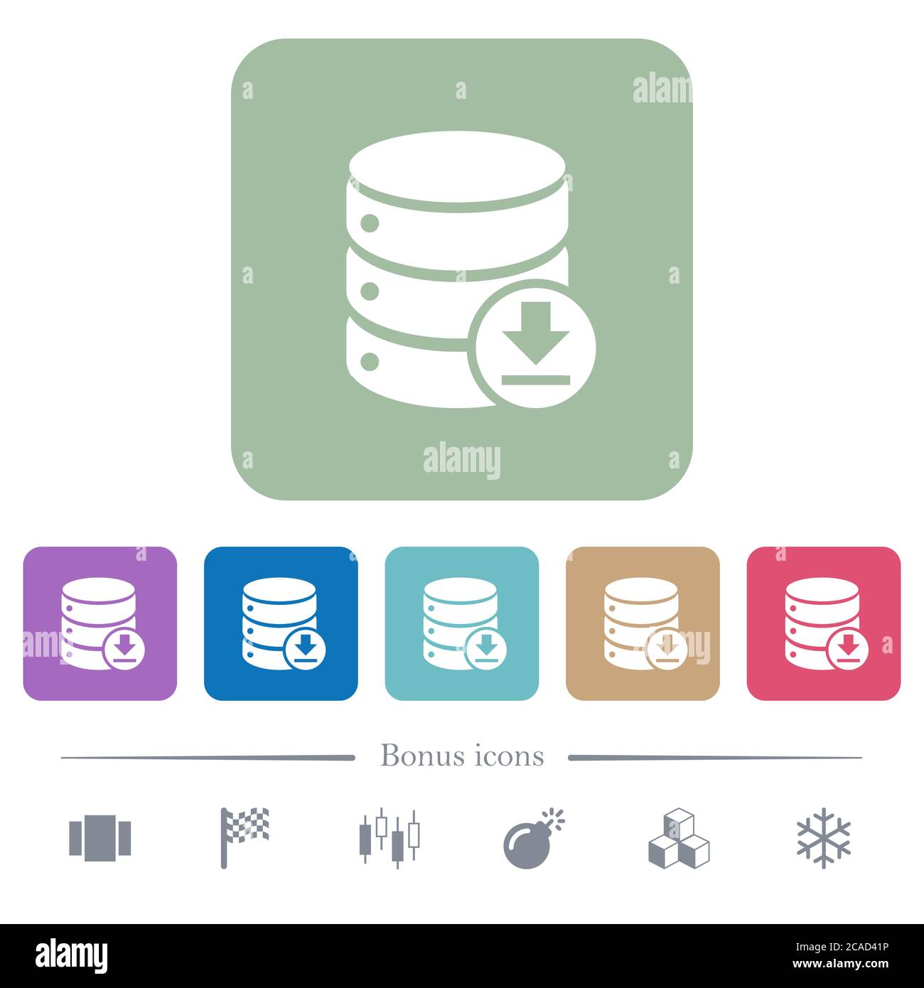 Backup database white flat icons on color rounded square backgrounds. 6 ...