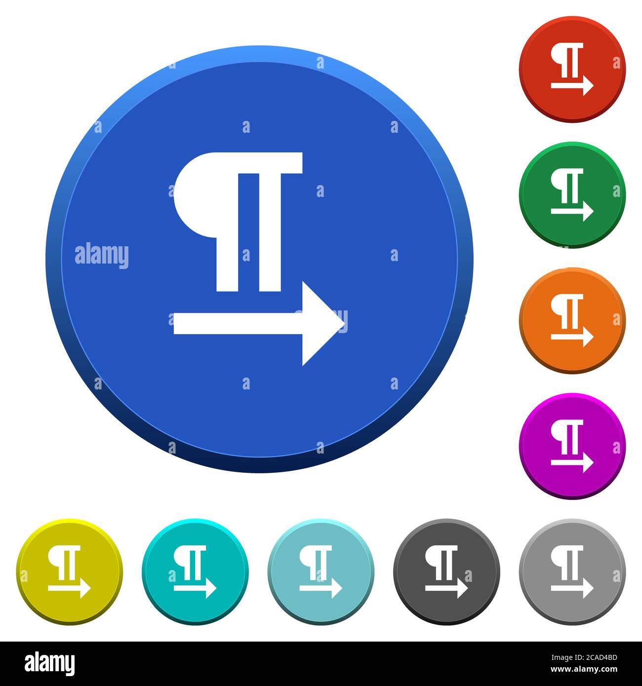 Left to right text direction round color beveled buttons with smooth ...