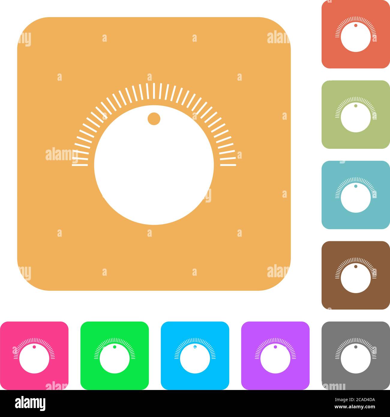 Simple volume control flat icons on rounded square vivid color ...