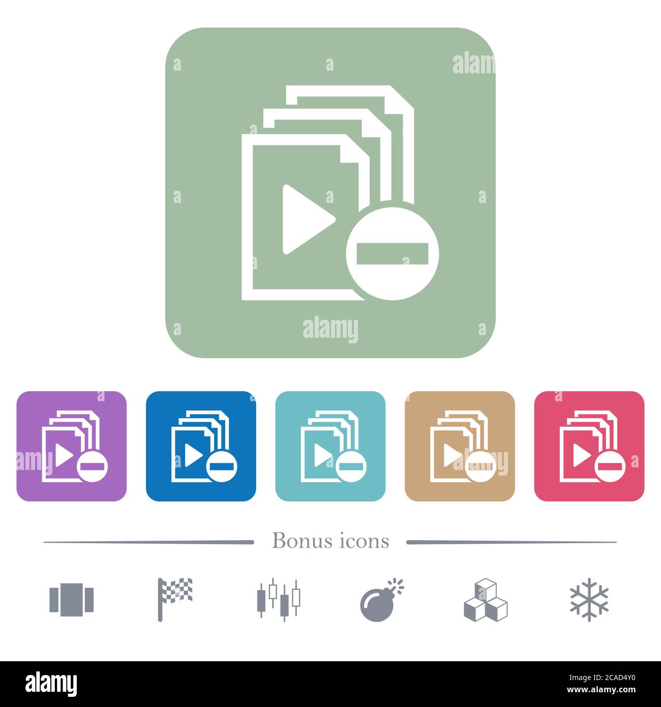 Remove item from playlist white flat icons on color rounded square ...