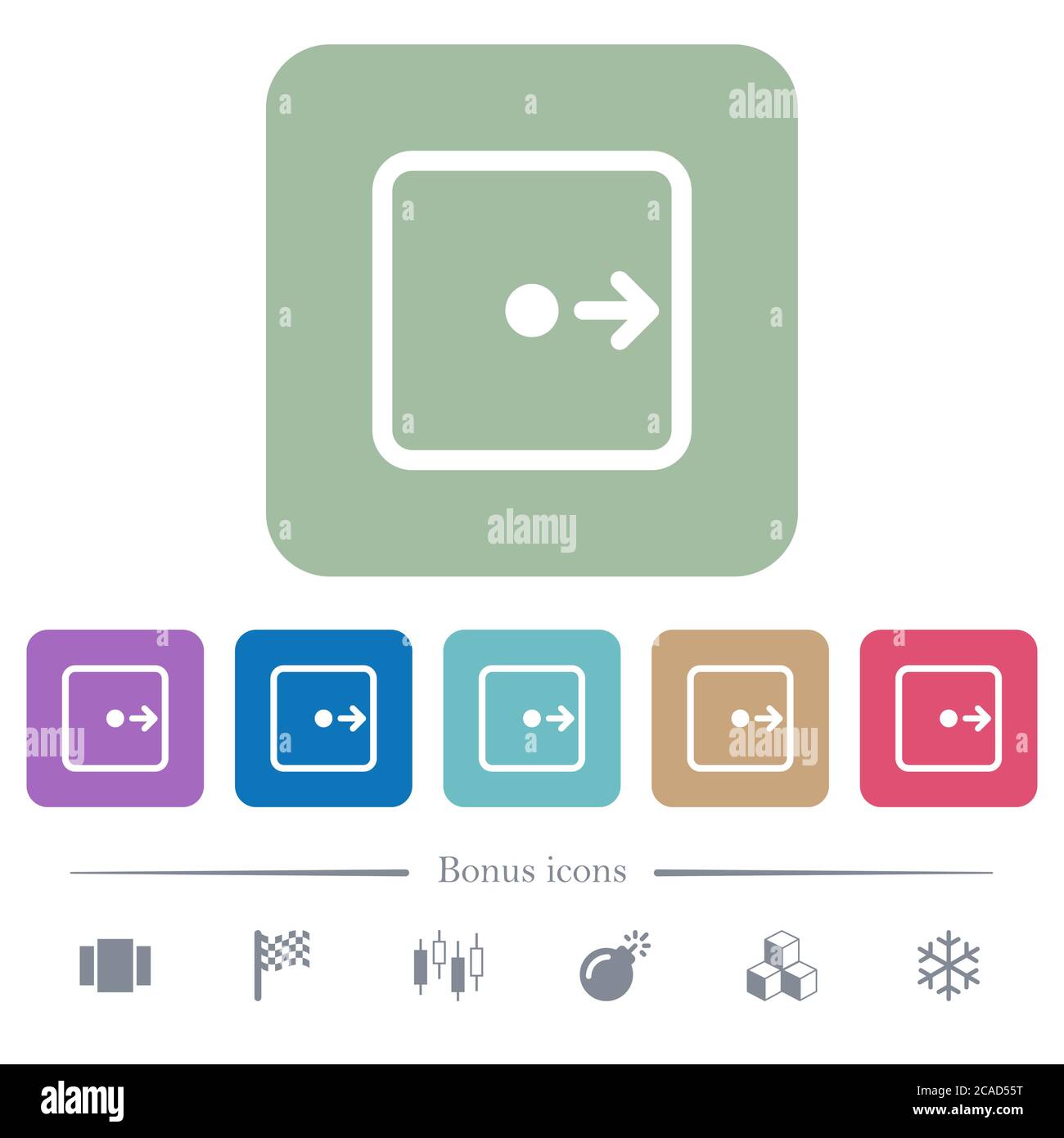 Move object right white flat icons on color rounded square backgrounds ...