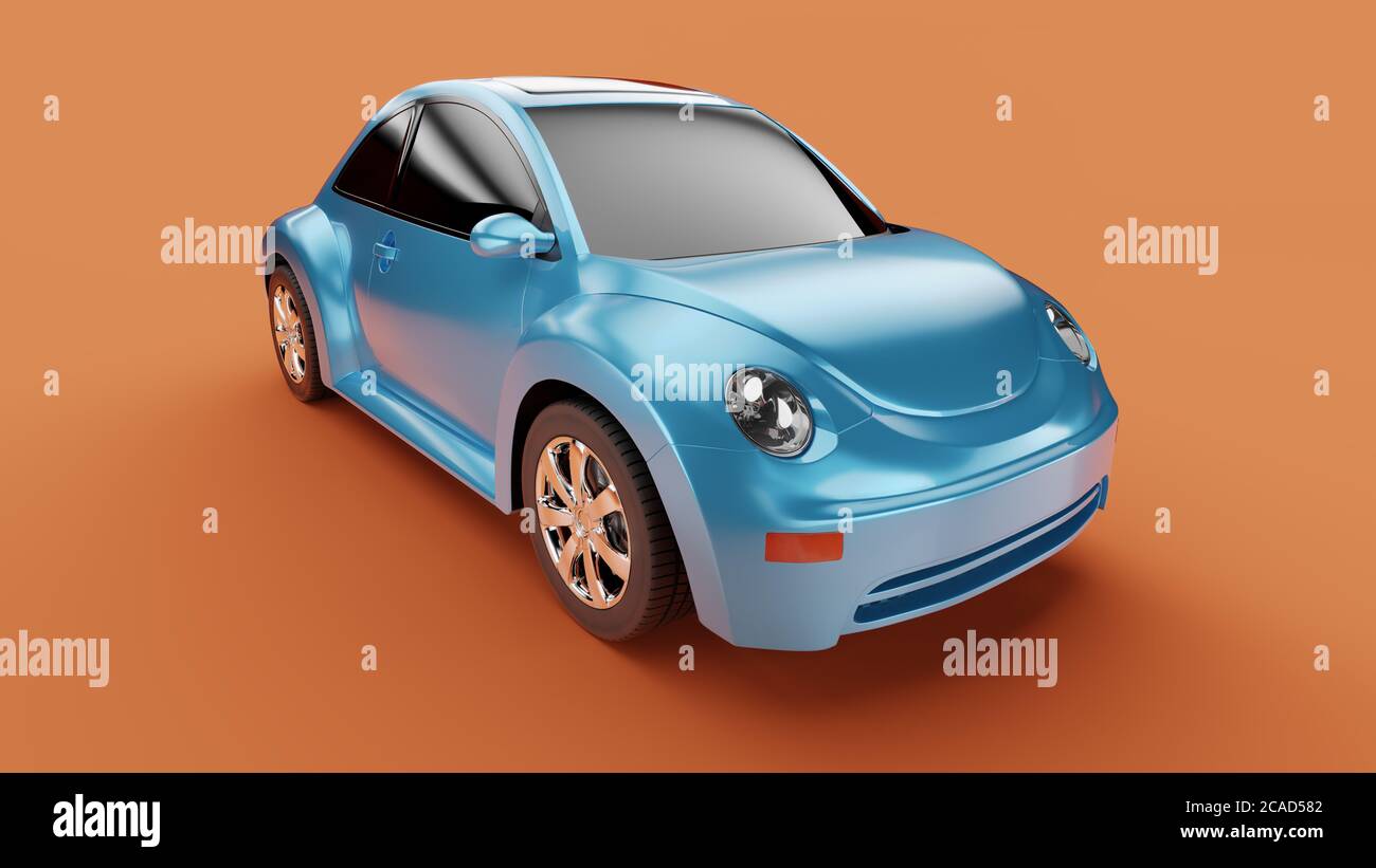 Front view of eco blue concept car on orange background Stock Photo - Alamy