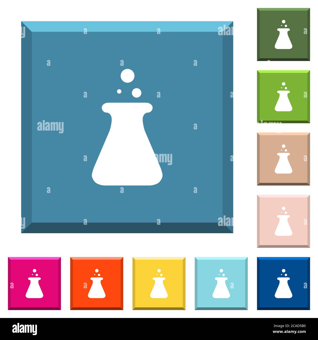 Laboratory white icons on edged square buttons in various trendy colors ...