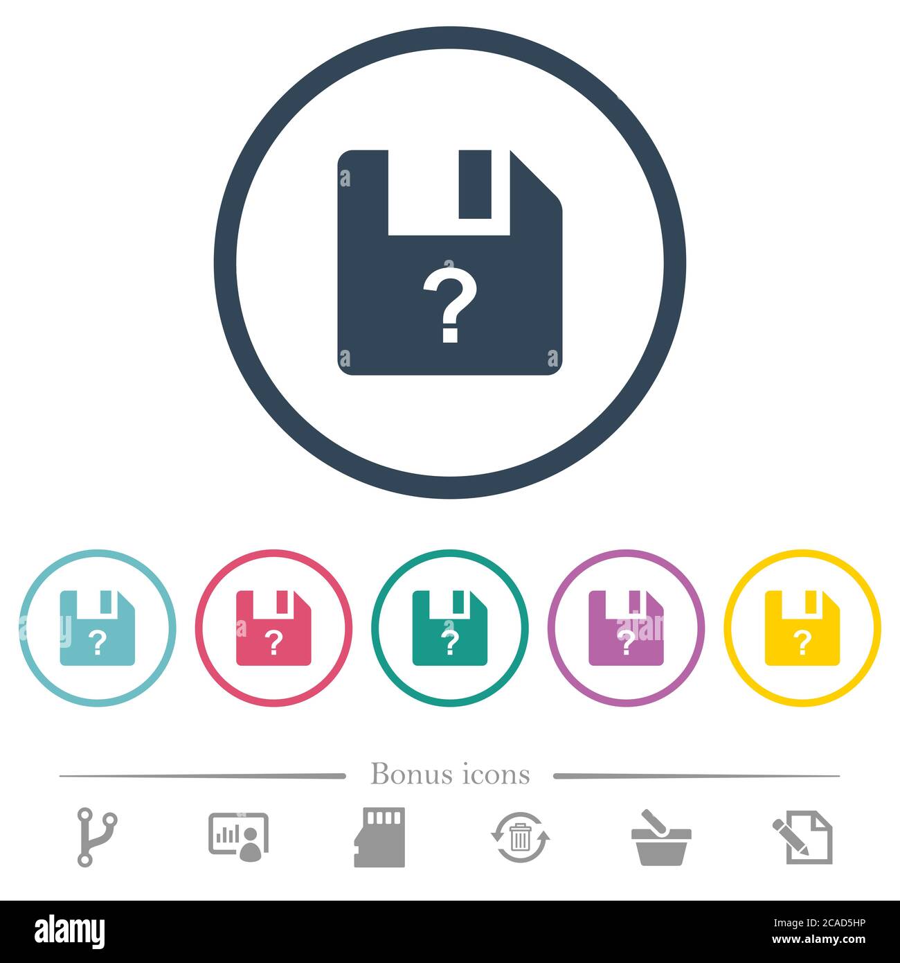 Unknown file flat color icons in round outlines. 6 bonus icons included ...