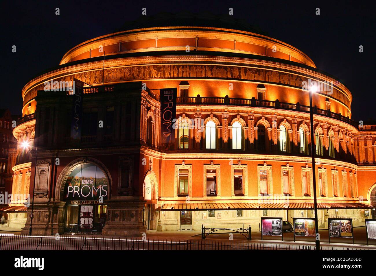 London, UK, August 9, 2007 : Royal Albert Hall at night in Kensington ...