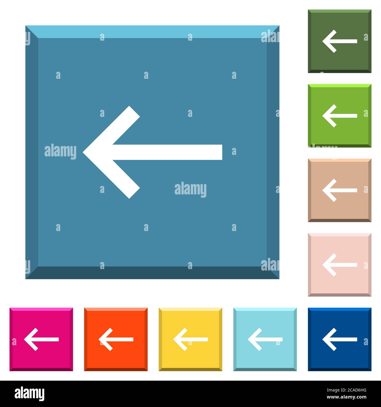 Keyboard backspace white icons on edged square buttons in various ...