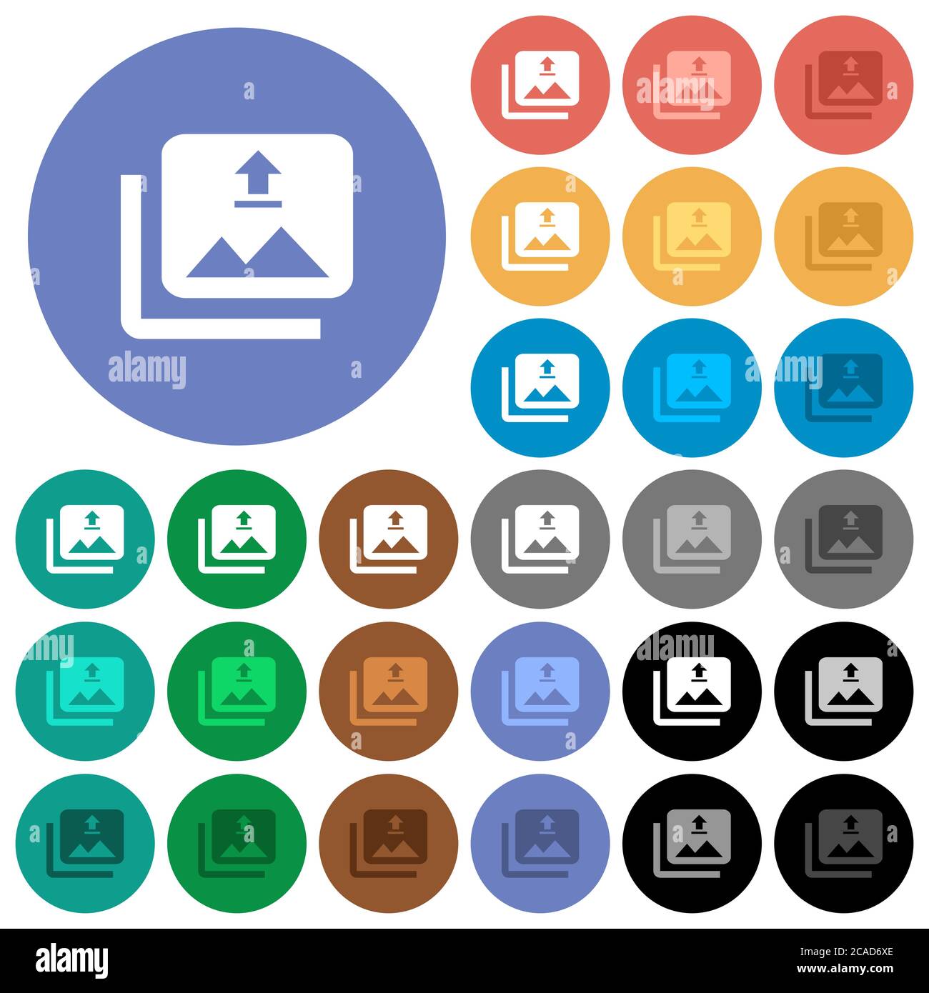 Upload multiple images multi colored flat icons on round backgrounds ...