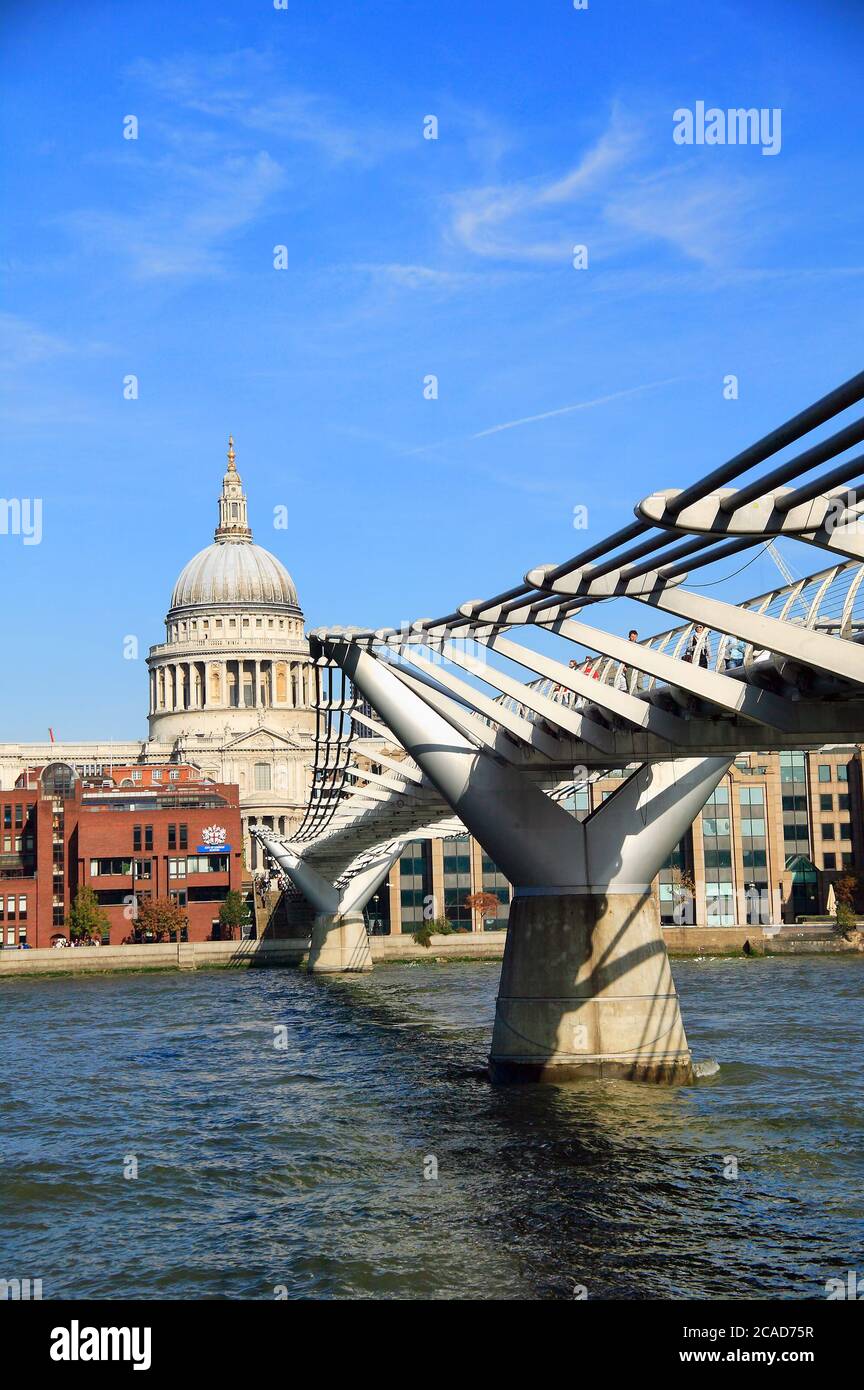 London, UK, October 11, 2008 : The London Millennium Footbridge which ...