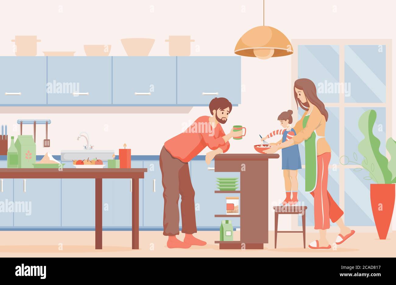 Mother preparing food family Stock Vector Images - Alamy